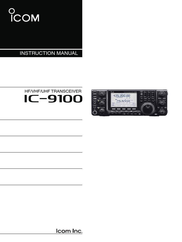 IC-9100 Instruction Manual | PDF | Electromagnetic Interference | Broadcast Engineering