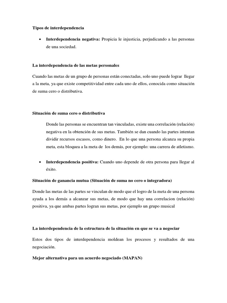 Tipos de Interdependencia
