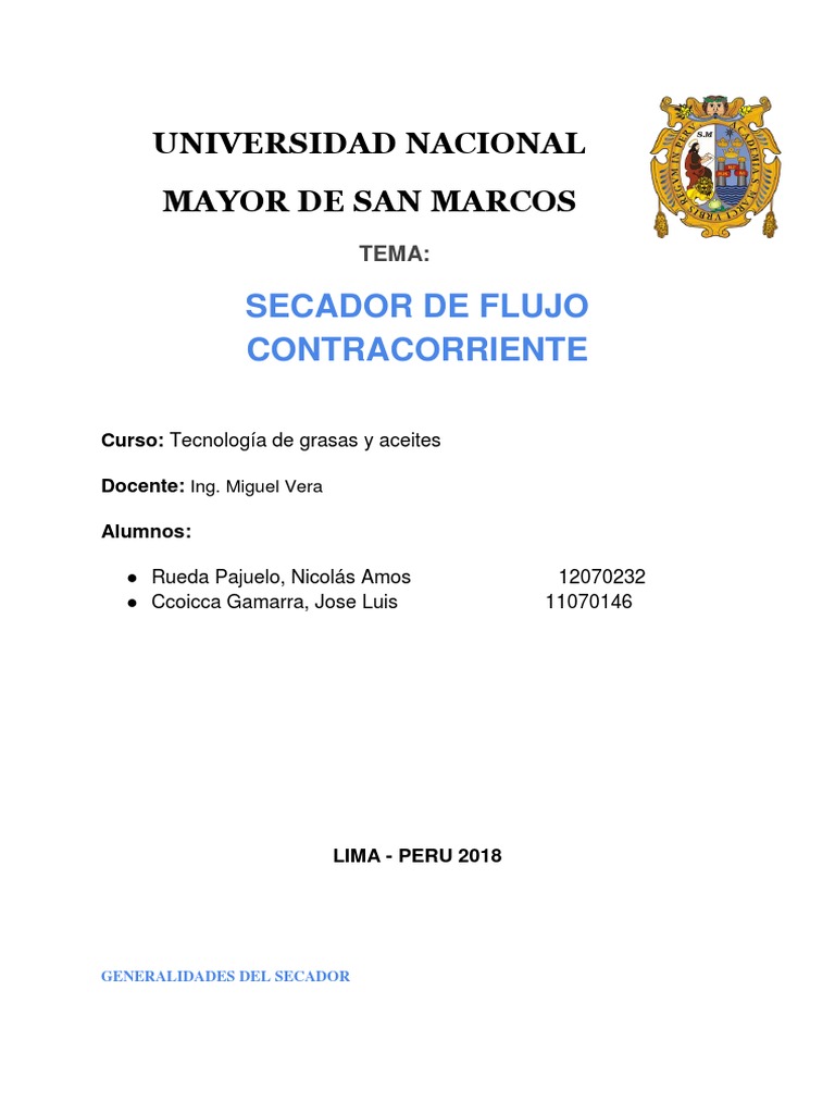 Secador de Flujo Contracorriente | PDF | Humedad | Temperatura
