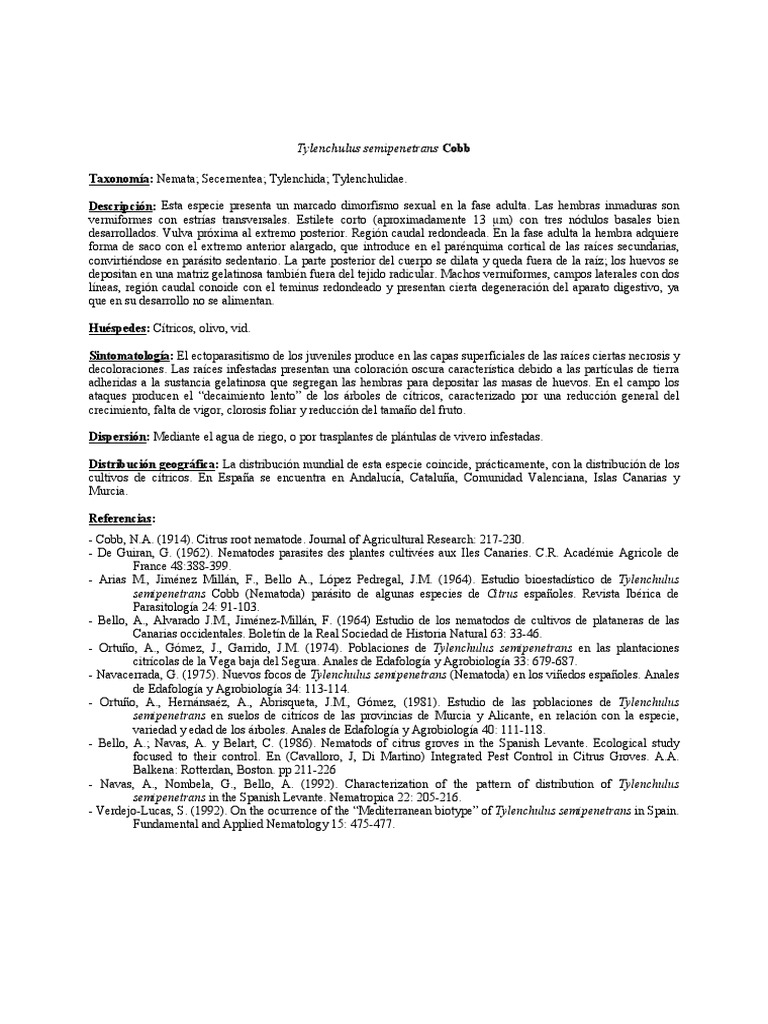 Caracterización morfológica y biológica del nematodo Tylenchulus ...