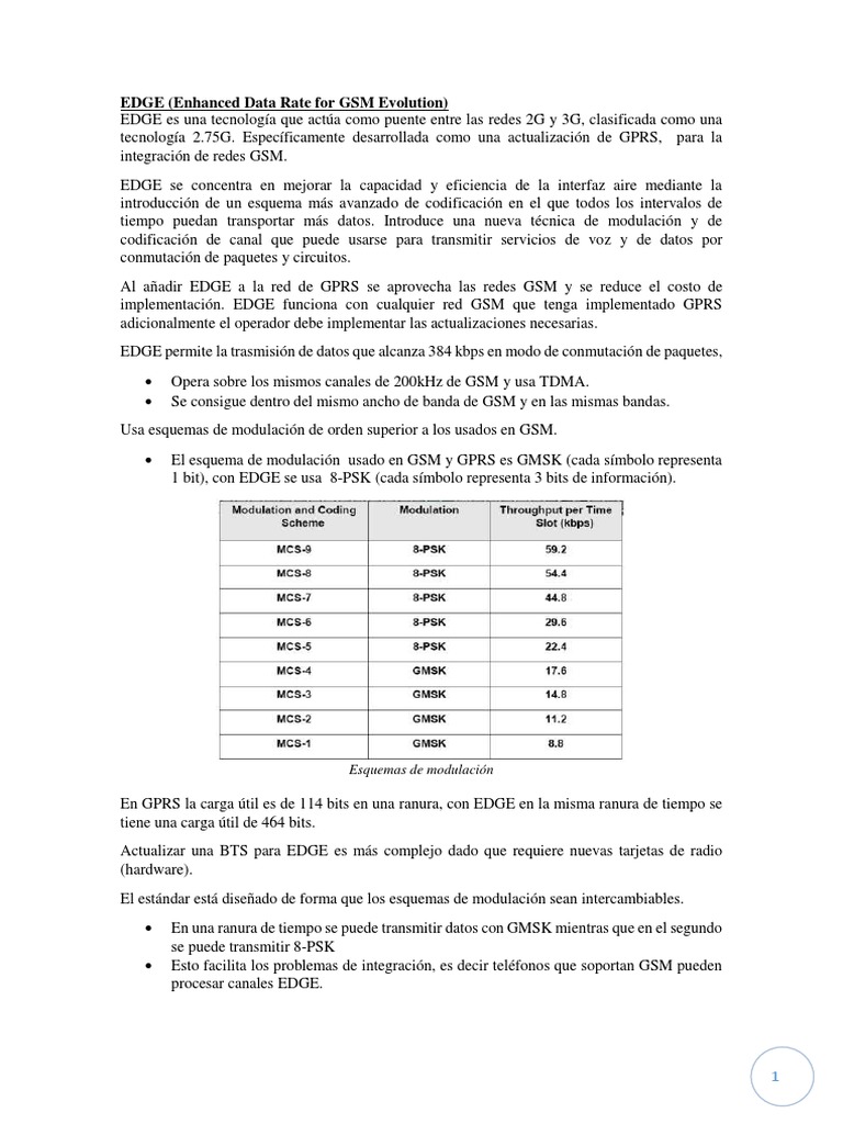 EDGE (Enhanced Data Rate For GSM Evolution) | PDF | Tecnología de ...