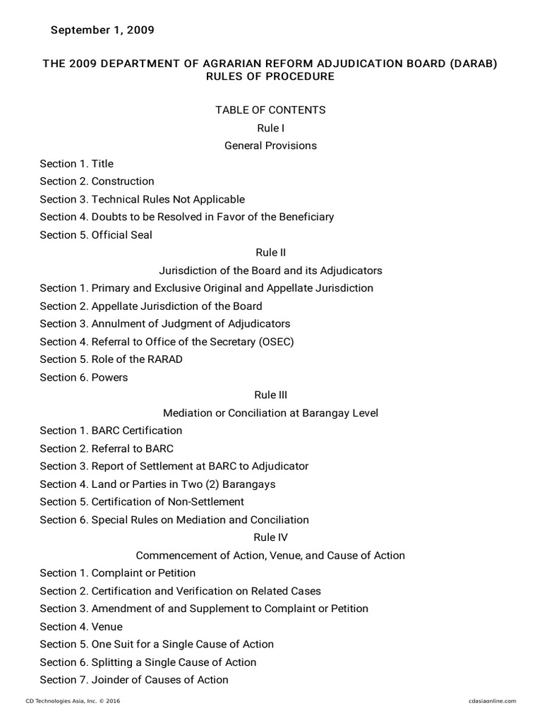 01 - DARAB 2009 Rules of Procedure | PDF | Pleading | Lawsuit