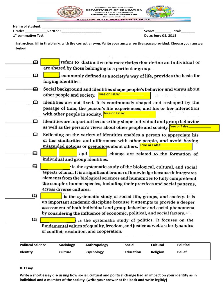 Summative Test 1 USCP 1 | PDF