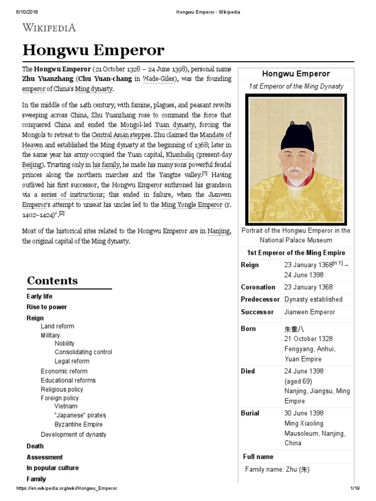 Hongwu Emperor | PDF | China | World Politics