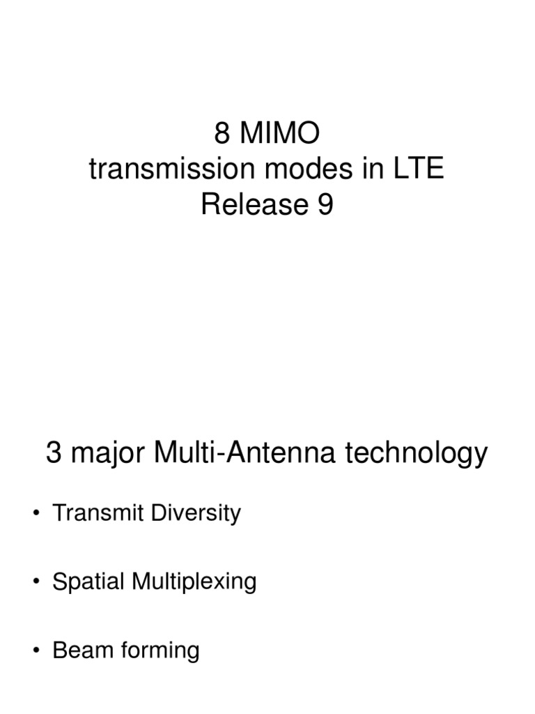 MIMO Transmission Mode in LTE | PDF | Mimo | Multiplexing