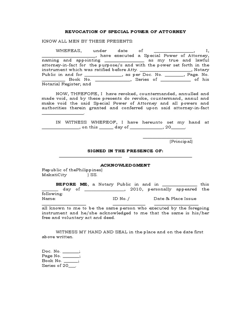 Revocation of SPA | PDF