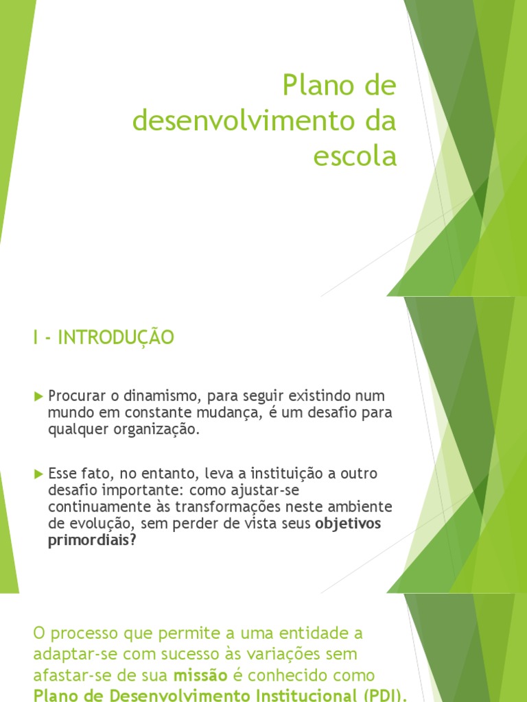 PDI - Plano de Desenvolvimento Da Escola | PDF | Pedagogia | Qualidade ...