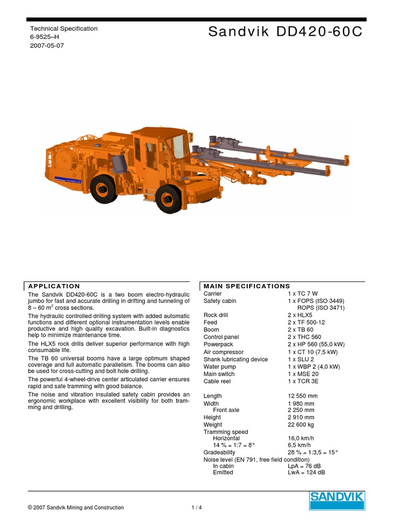 Sandvic DD420 60C Spec | PDF | Brake | Pump