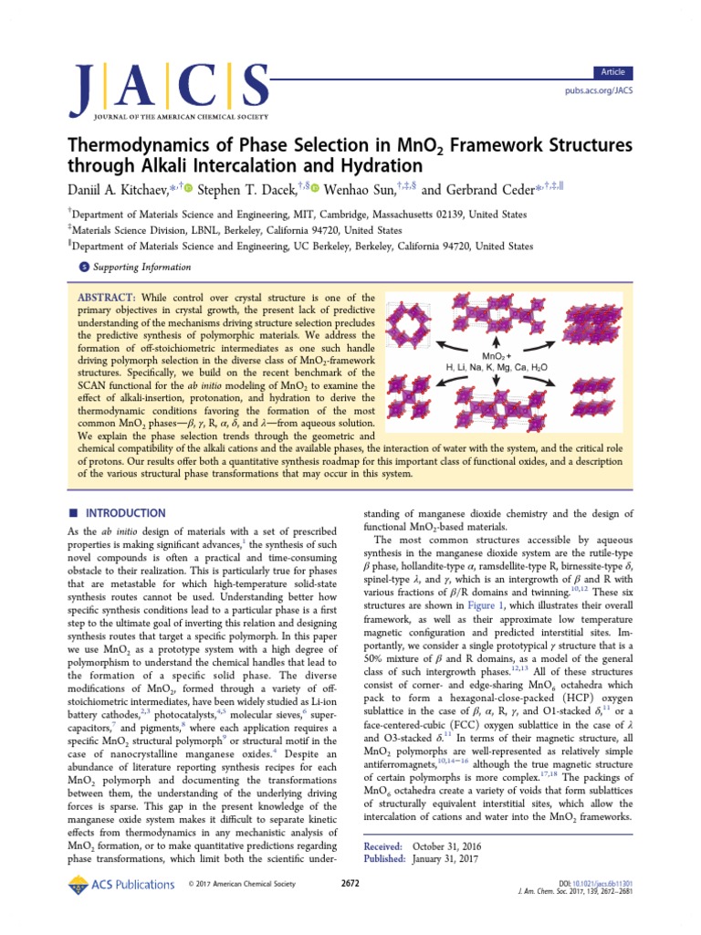 MnO2 Phase Selection | PDF | Solvation | Ion