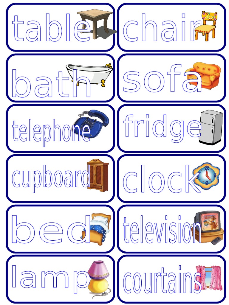 Furniture and Parts of The House Flashcards Flashcards Listat | PDF