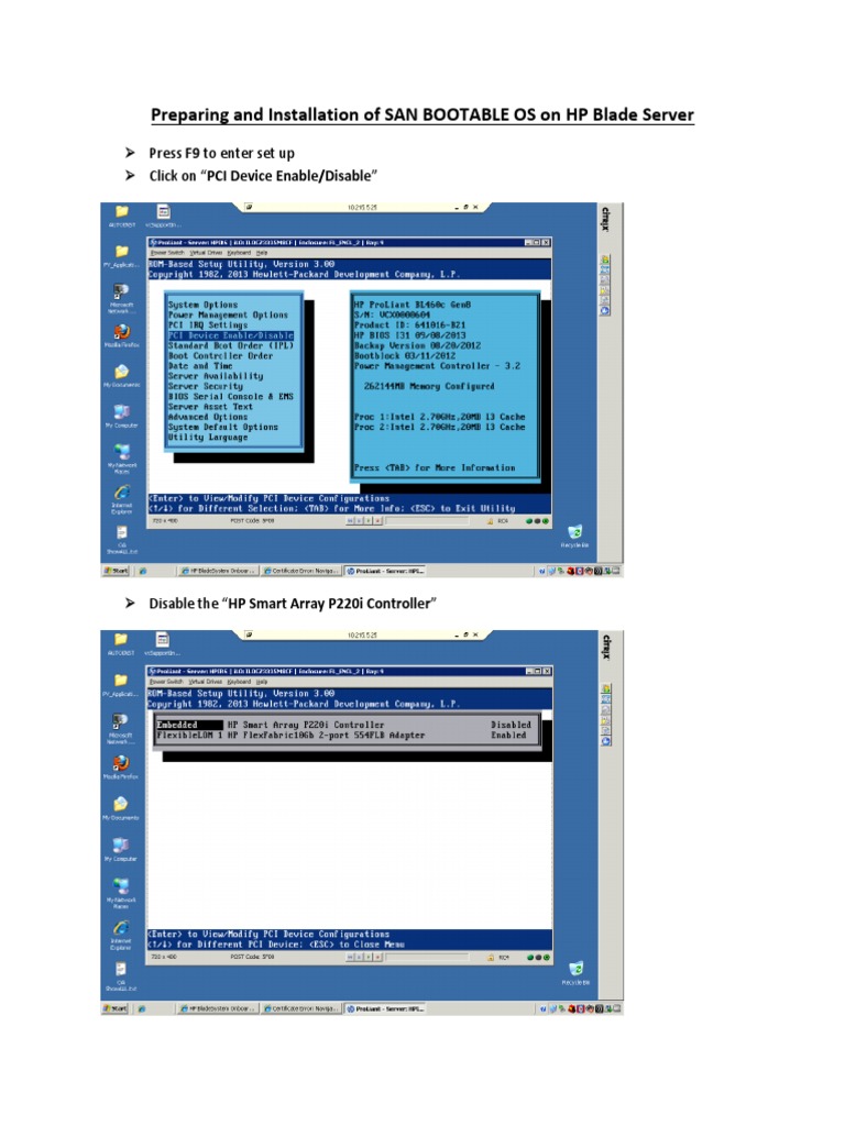 Preparing and Installation of SAN BOOTABLE OS On HP Blade Server | PDF