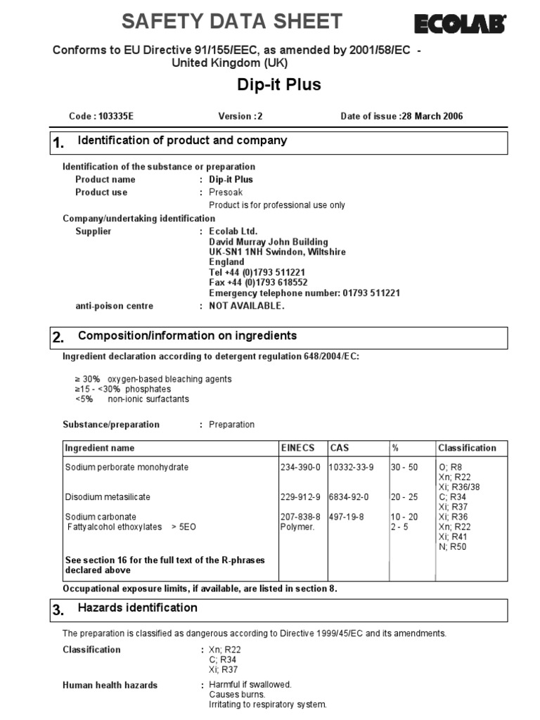 Dip-It Plus | PDF | Personal Protective Equipment | Toxicity