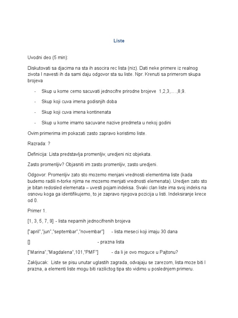 Liste Python PDF | PDF