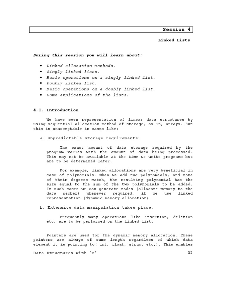 Linked Lists | PDF | Array Data Structure | Pointer (Computer Programming)