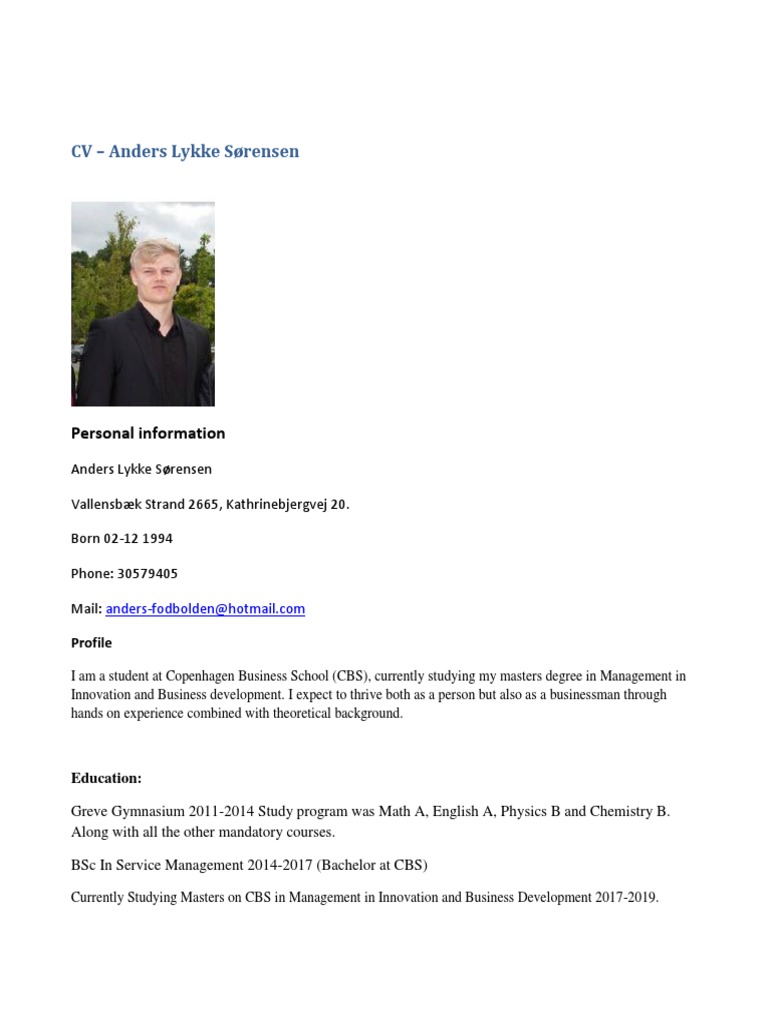 CV - Anders Lykke Sørensen | PDF