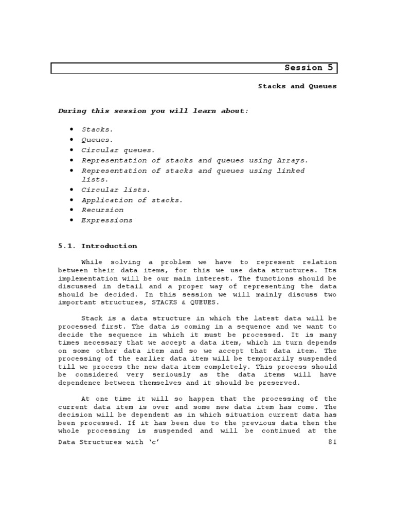 Stacks and Queues | Download Free PDF | Queue (Abstract Data Type) | Subroutine