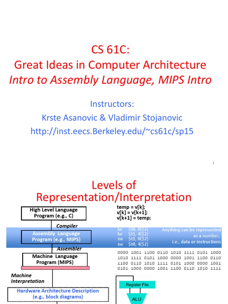 MIPS Assembly Language Overview | PDF | Central Processing Unit | C ...