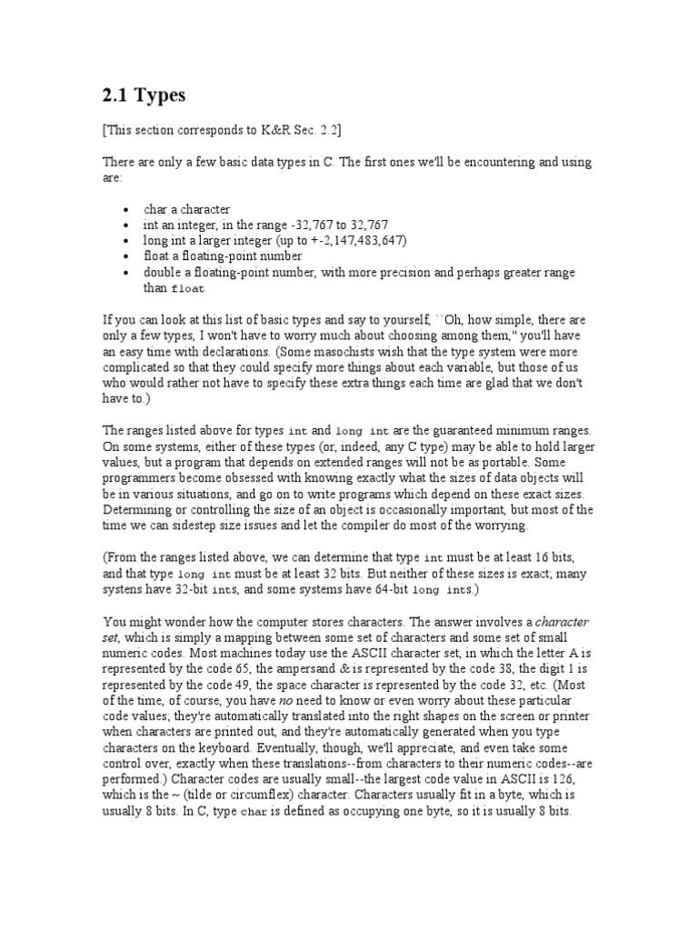 2 1 Types | Download Free PDF | Integer (Computer Science) | Data Type