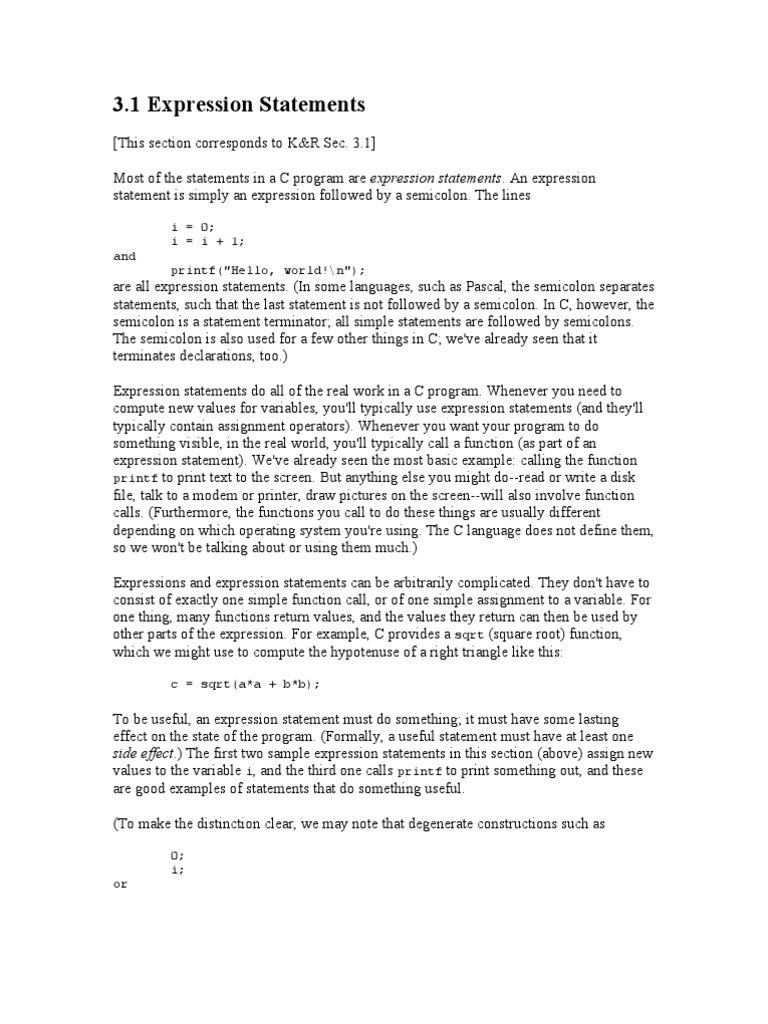 3 - 1 Expression Statements | PDF | C (Programming Language) | Subroutine