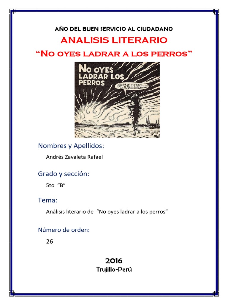 Análisis de "No oyes ladrar a los perros" | PDF | Clásicos | Ficción ...