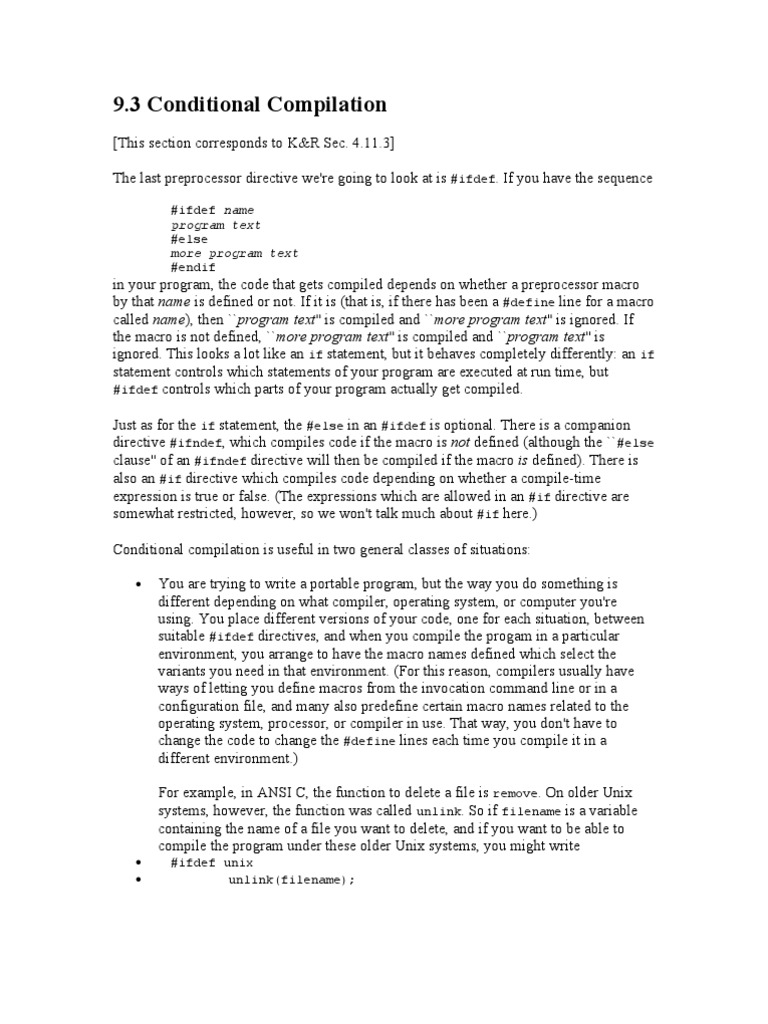 9 - 3 Conditional Compilation | PDF | Macro (Computer Science ...