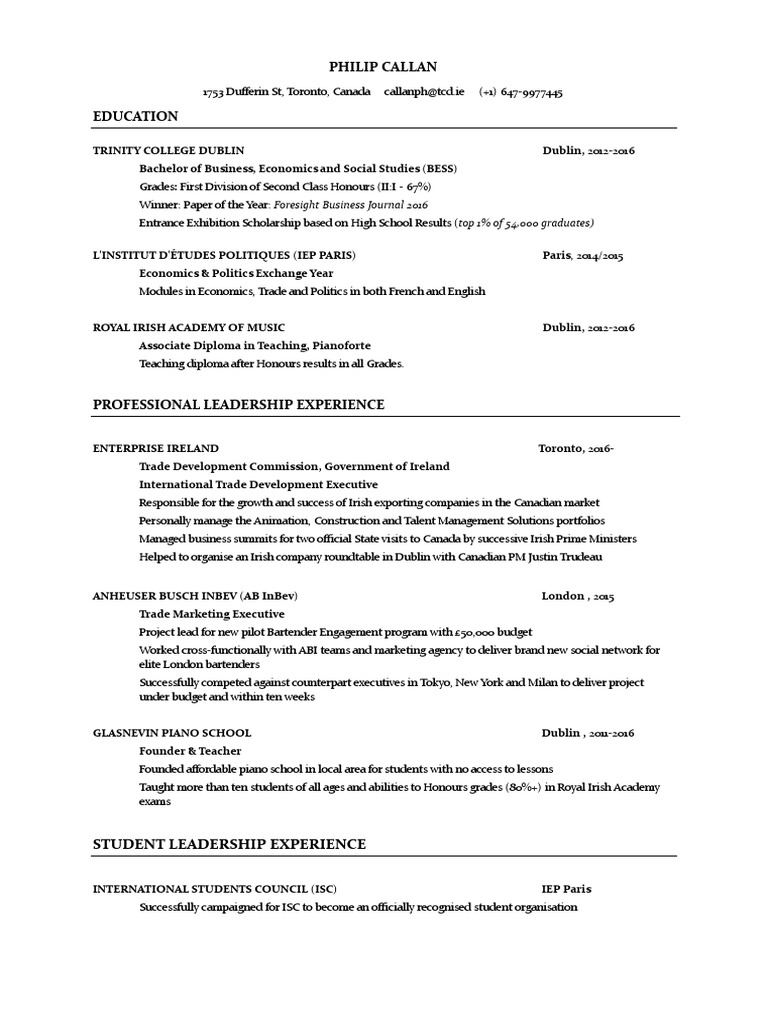 Philip Callan's Resume - International Trade Executive with Experience ...