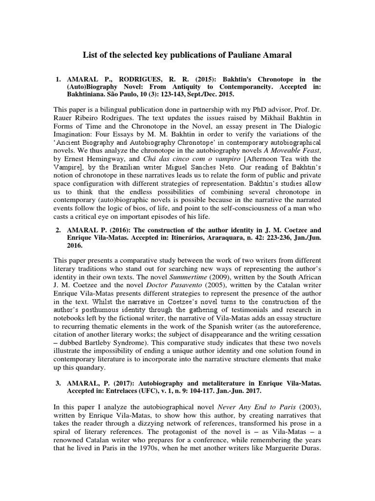 List of The Selected Key Publications | Download Free PDF | Novels ...