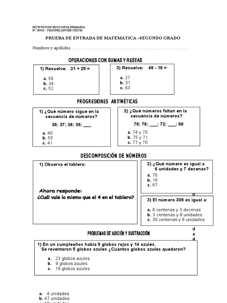 Eval. Entrada 2do.G.Mat | PDF | Billete de banco | Ocio