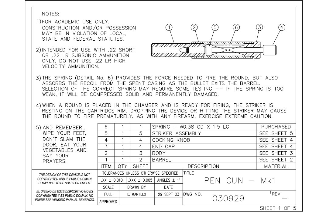 Pen Gun MK-I Blueprints & Instructions | PDF