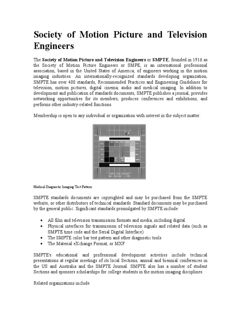 Society of Motion Picture and Television Engineers: Medical Diagnostic ...