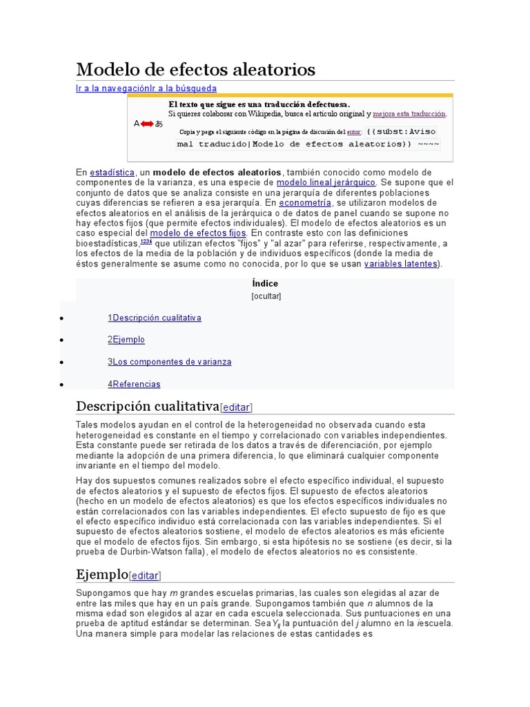 Modelos de Efectos Aleatorios | PDF | Modelo de efectos aleatorios | Teorías cientificas