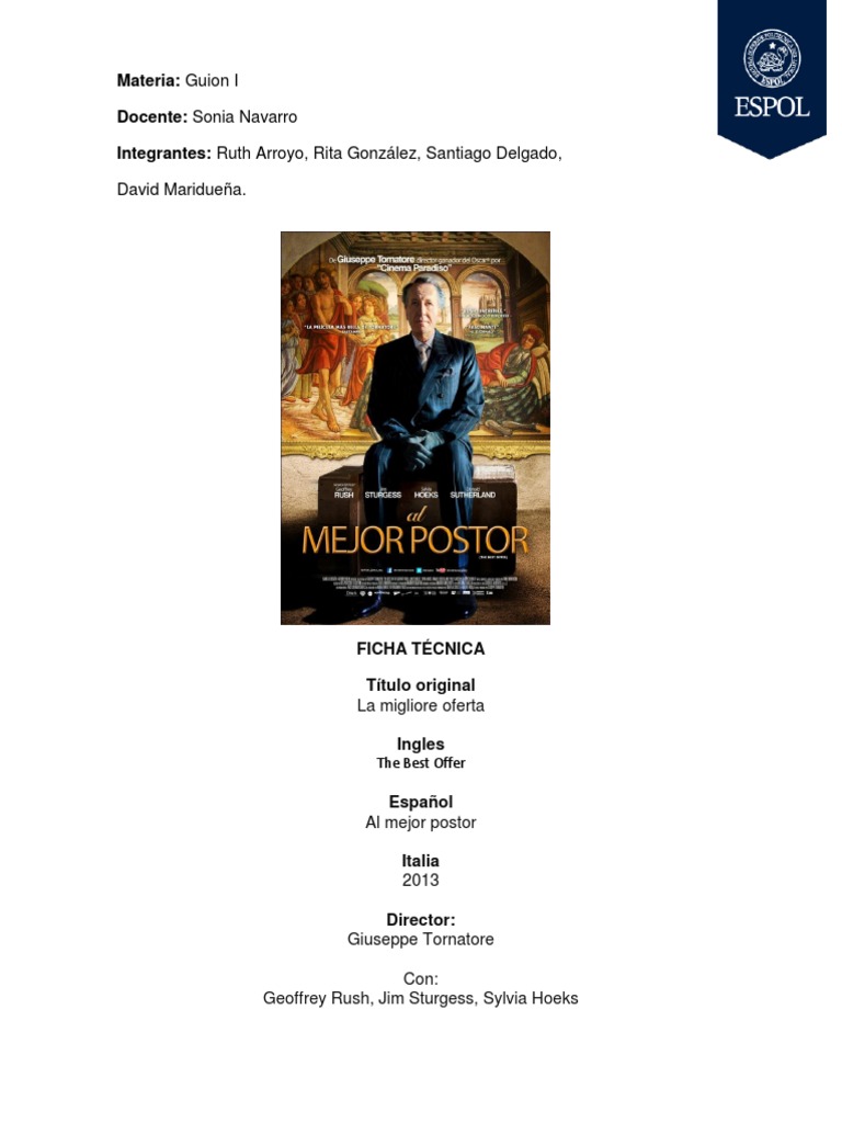 El Mejor Postor Analisis | Cine | Artes (general)