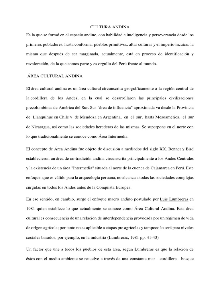 Cultura Andina | PDF | Andes | Perú