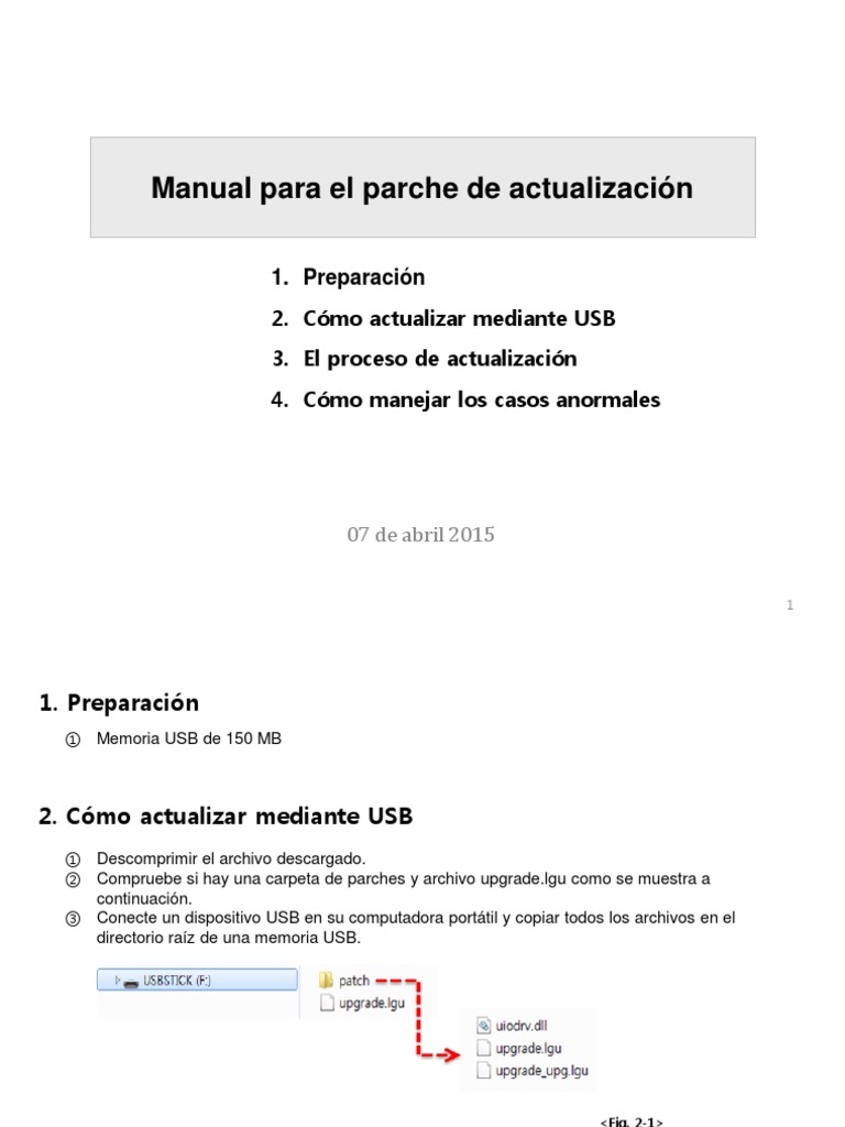 Upgrade Patch Manual - ES | PDF | Memoria USB | Archivo de computadora