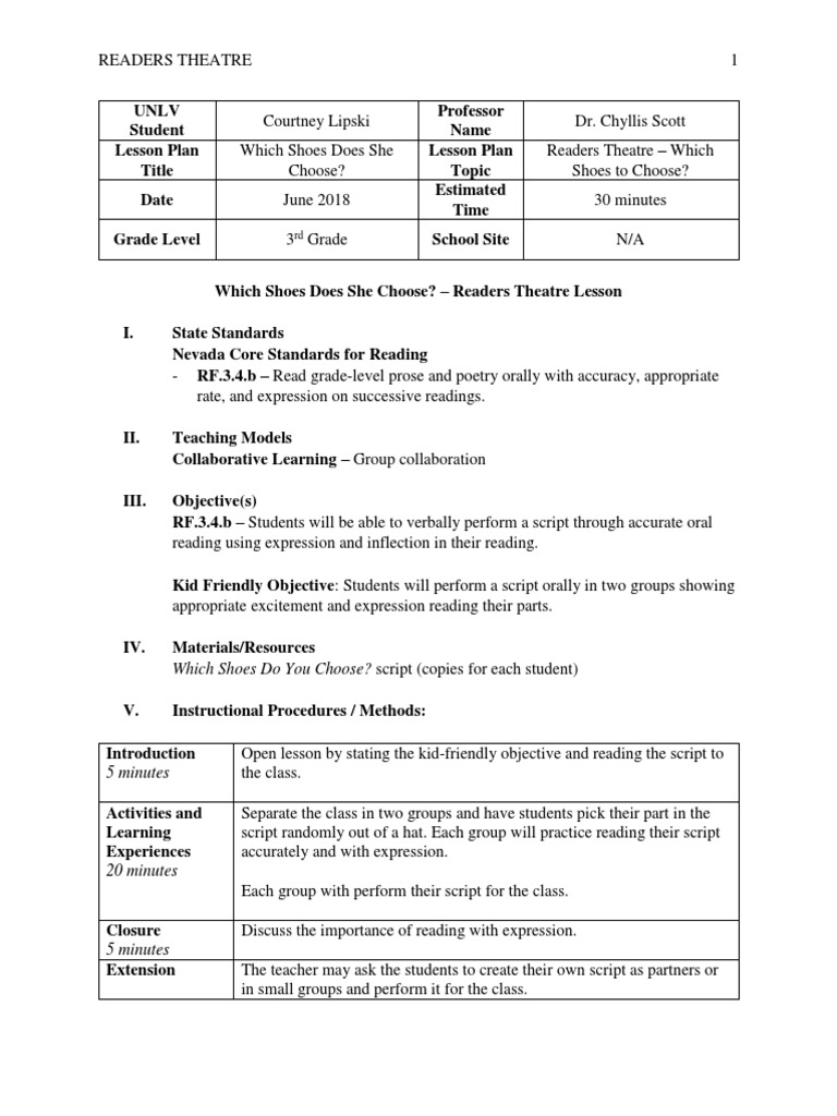 4 - Readers Theatre Lesson | PDF | Educational Assessment | Lesson Plan