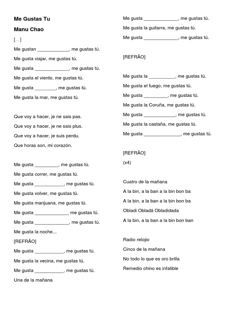 Me Gustas Tu | PDF | Ocio