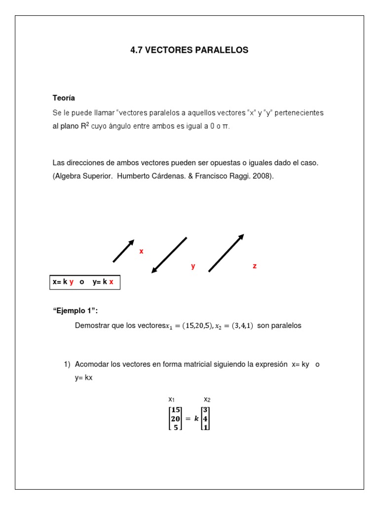 4.07 Vectores Paralelos | PDF | Vector Euclidiano | Enseñanza de matemática