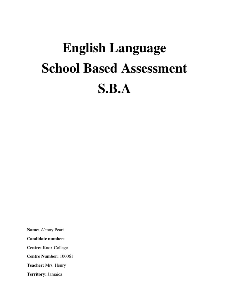 English Language School Assessment S.B.A. | PDF | Career & Growth ...