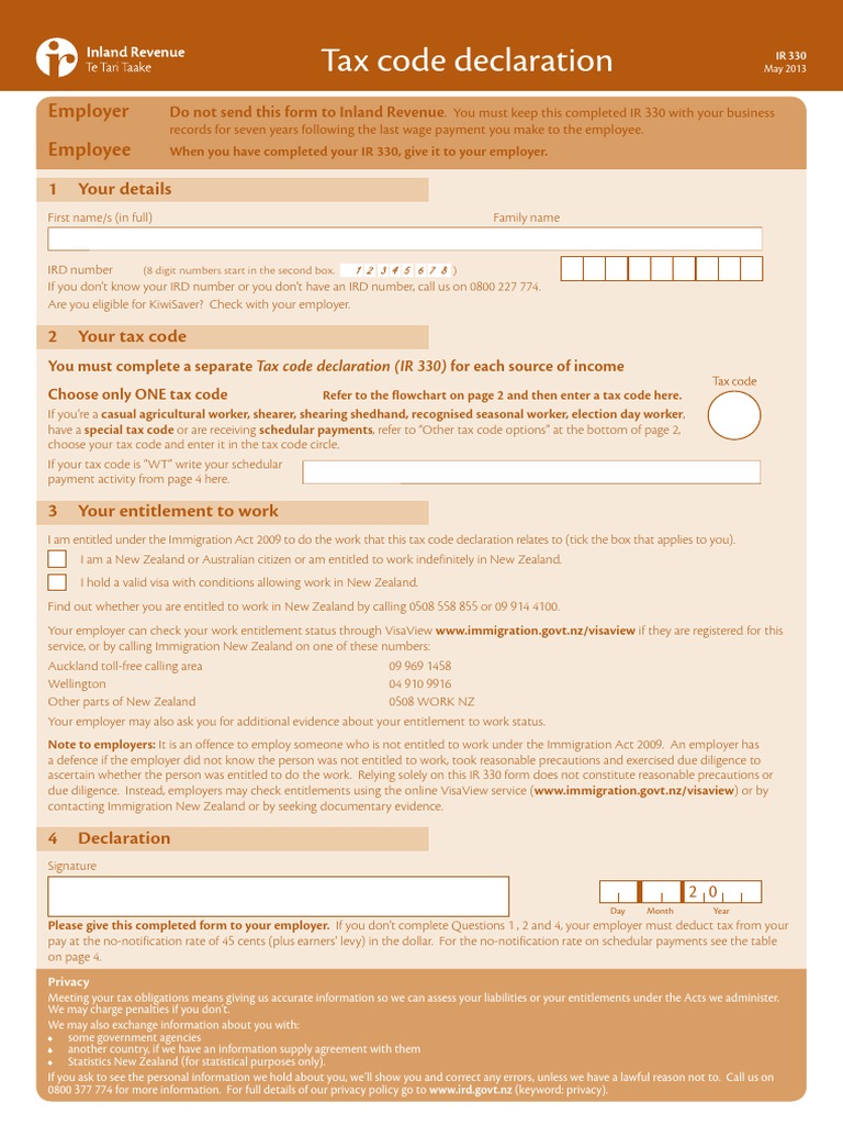 Tax Code Declaration: Employer Employee | Download Free PDF | Student ...