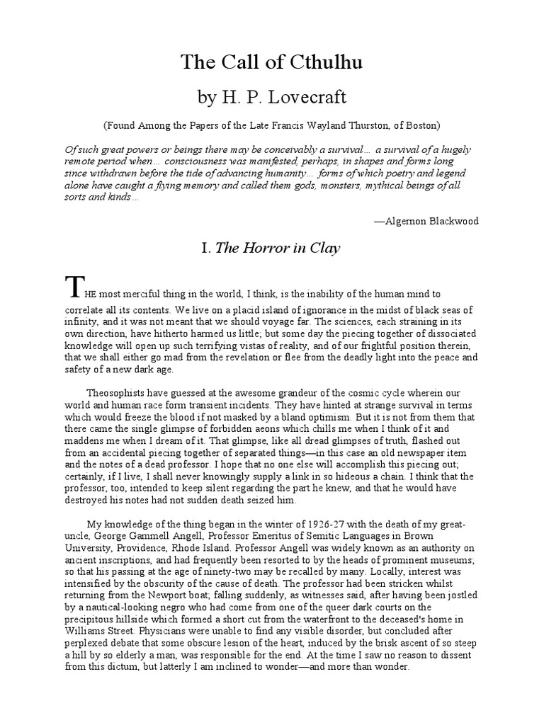 Call of Cthulhu | PDF | Cthulhu | Dream