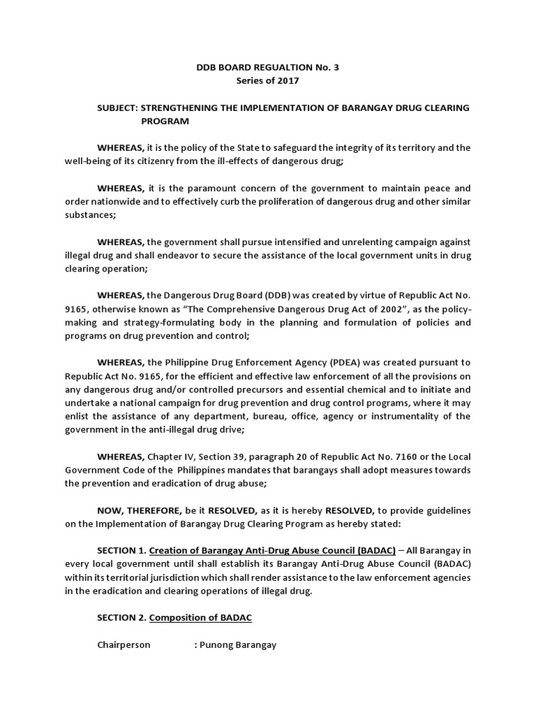 Dangerous Drugs Board Regulation No. 3 | PDF | Public Sphere ...