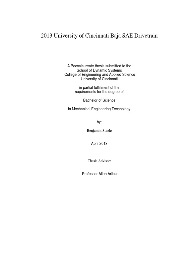 2013 University of Cincinnati Baja SAE Drivetrain | PDF | Transmission ...