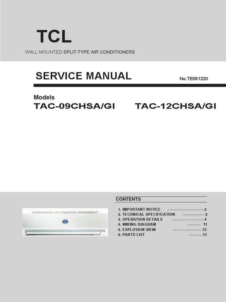 TCL SERVICE MANUAL | Air Conditioning | Heat Pump