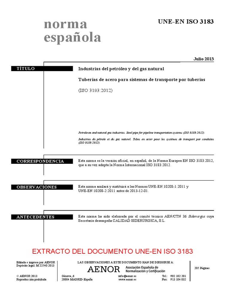 Une-En Iso 3183 | PDF | Acero | Pruebas no destructivas