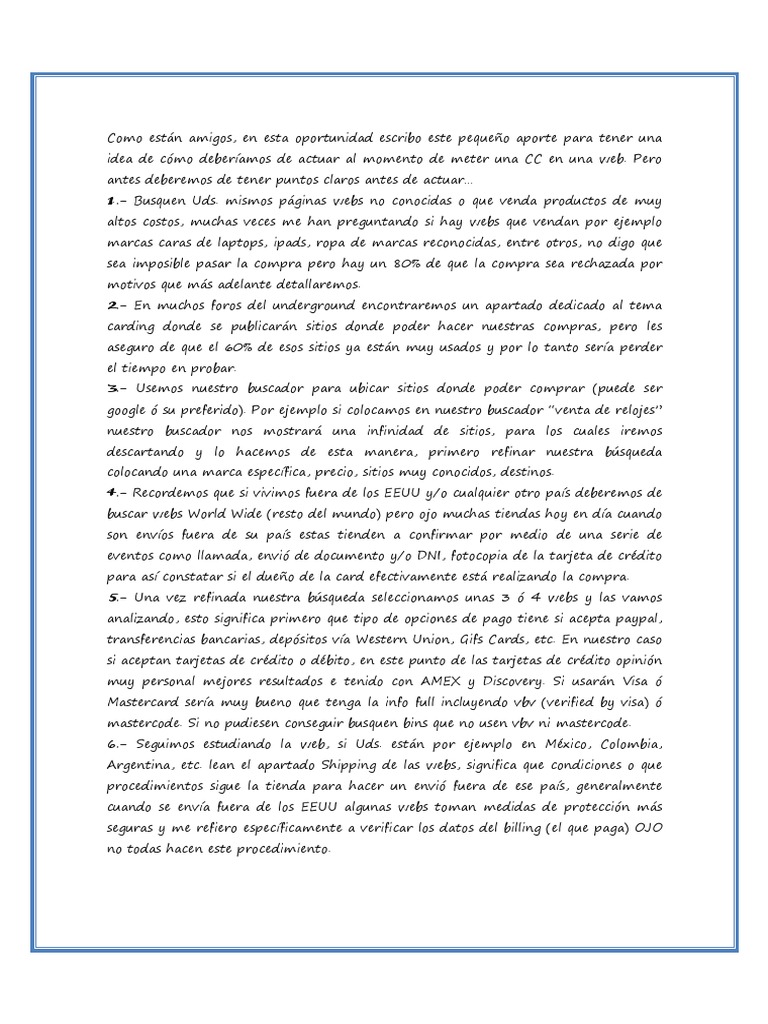Guia Carding Primeros Pasos | PDF | Página web | Tarjeta de débito