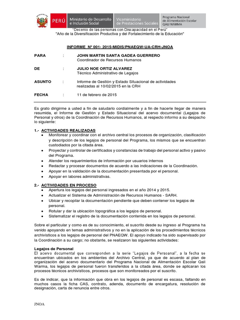 Informe Entrega de Cargo | PDF | Ciencias de la Información | Ciencia ...