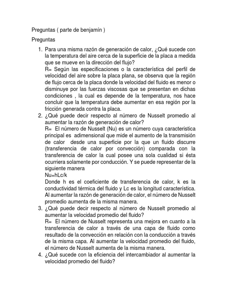 Preguntas Lab 7 (Benjamin) | Descargar gratis PDF | Conduccion termica | Calor