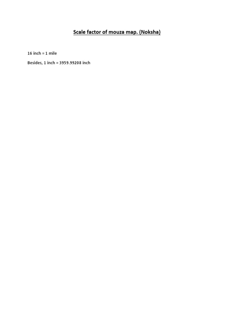 Mouza Map Scale Conversion Guide | PDF