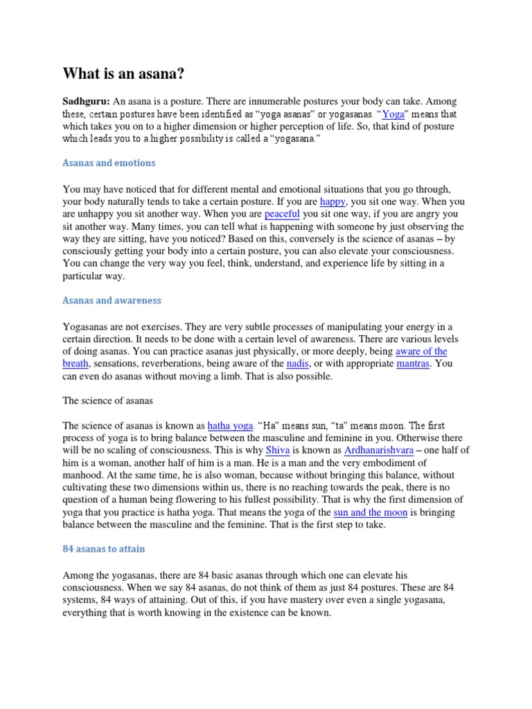 What Is An Asana | PDF | Asana | Hatha Yoga