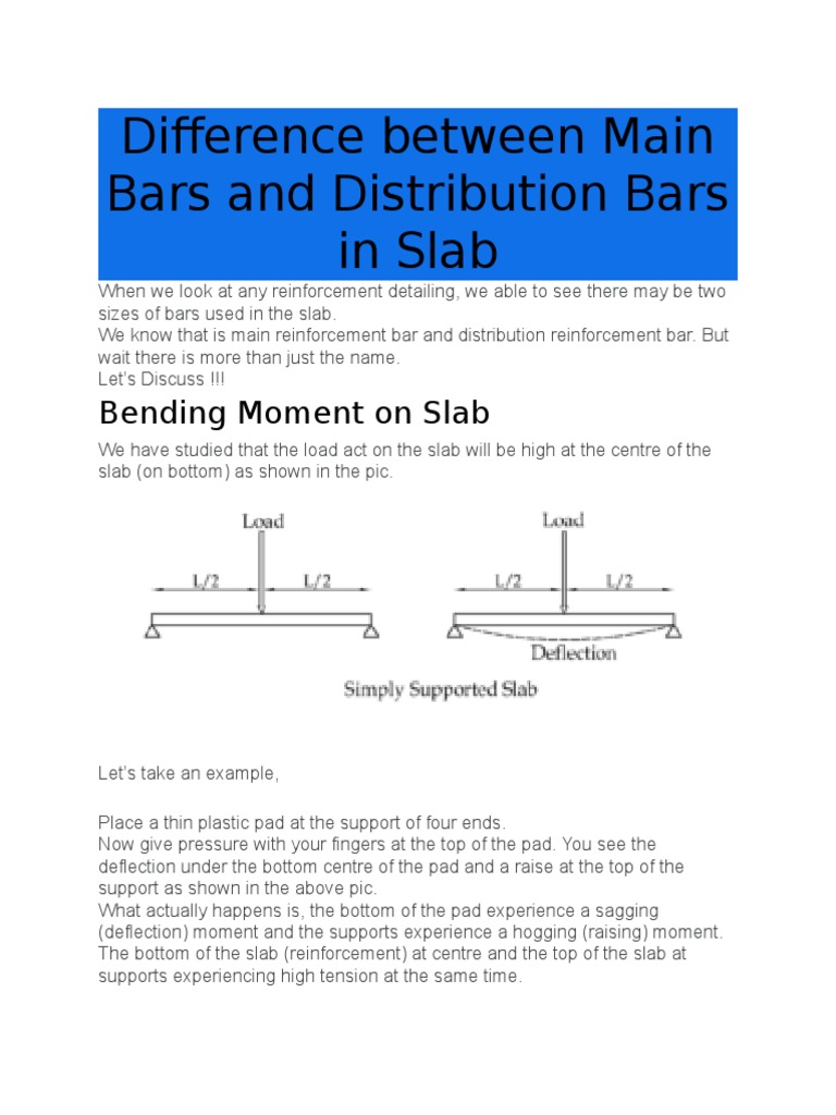 Difference Between Main Bars and Distribution Bars in Slab | PDF ...